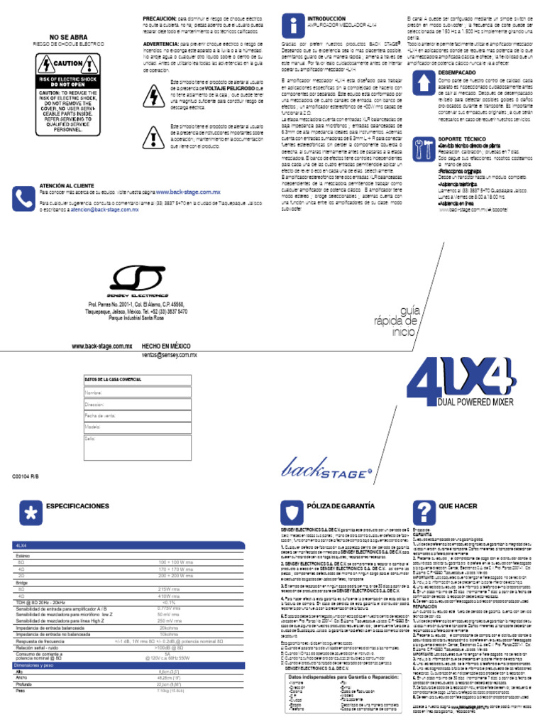 Poder 4LX4 Backstage Guia Rapida | PDF | Altoparlante | Micrófono