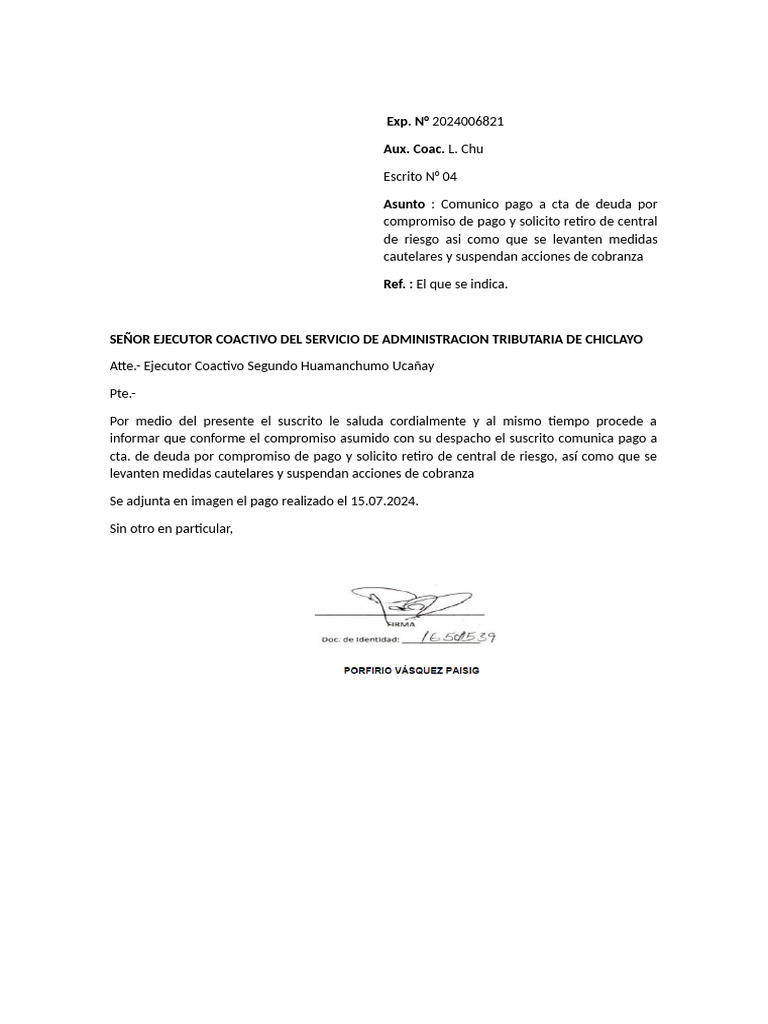 Señala Pago y Otros SR Paisig | PDF
