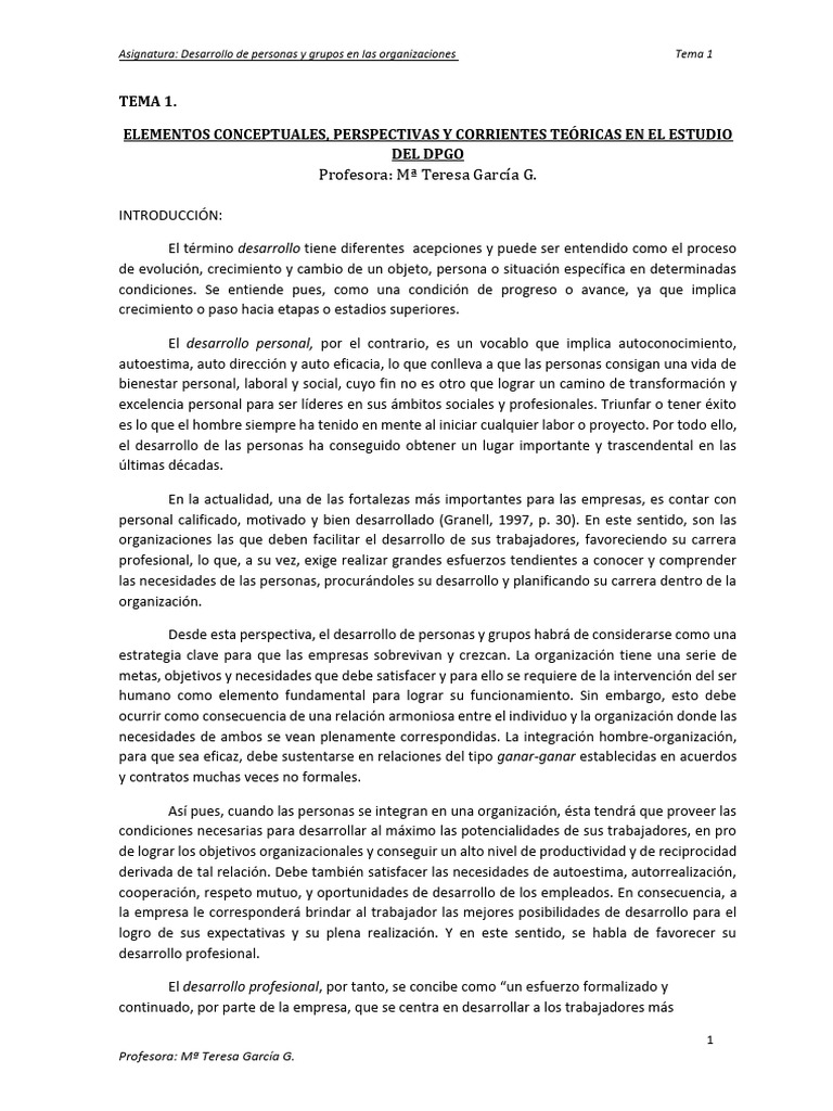Tema 1 - Elementos Conceptuales y Perspectivas Teóricas | PDF | Gestión de recursos humanos ...