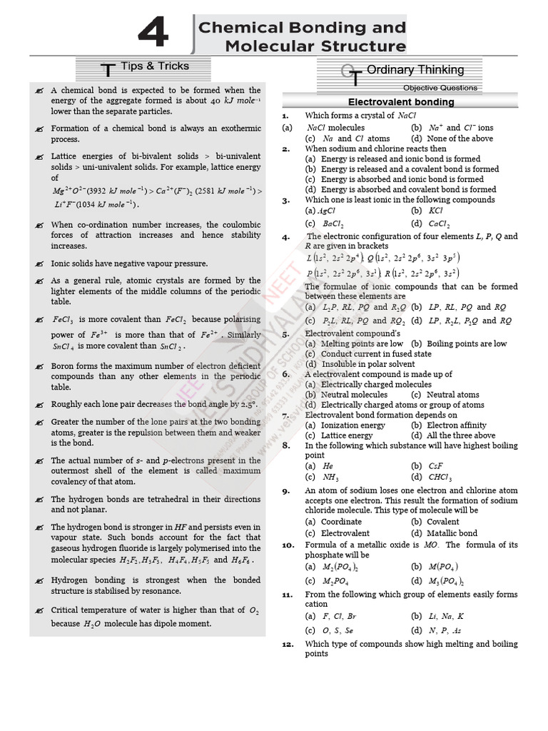 4.chemical Bonding | PDF | Chemical Bond | Ionic Bonding