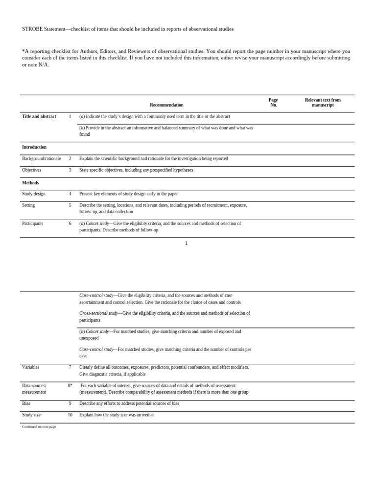 6 STROBE Checklist v4 Combined PlosMedicine | PDF | Cohort Study ...