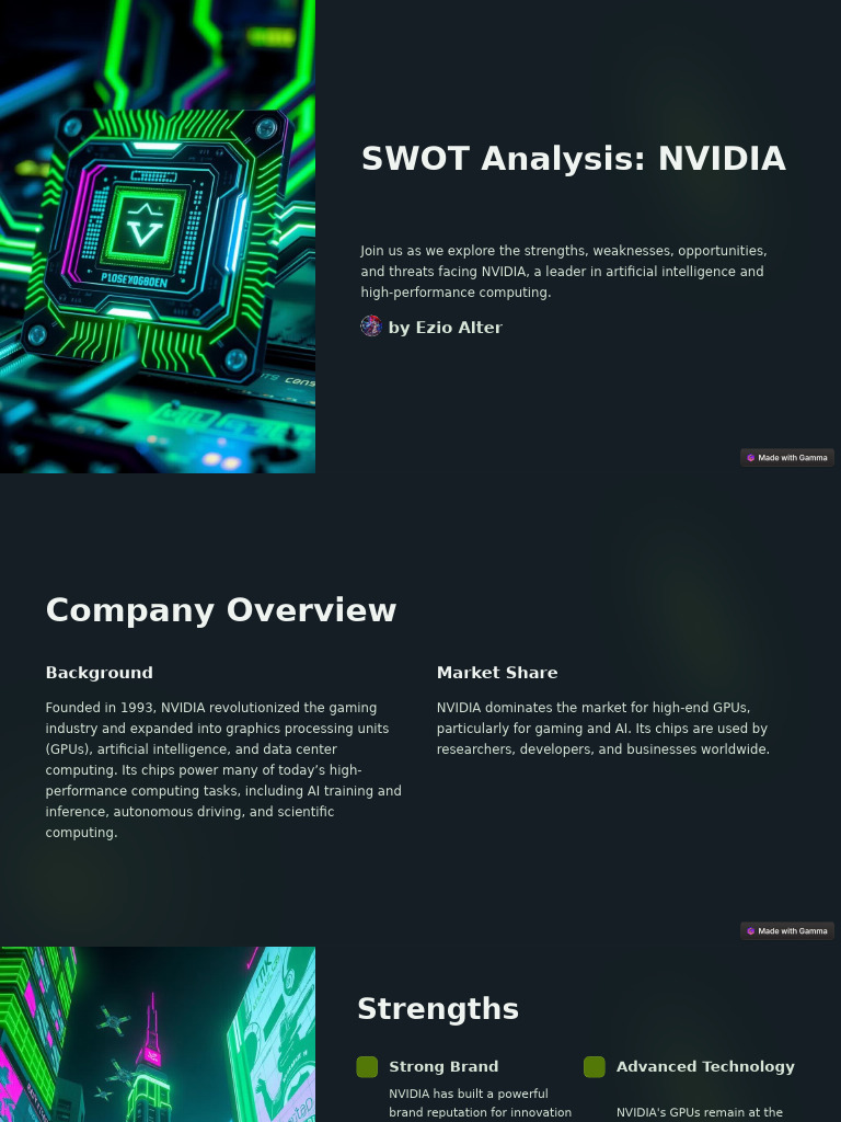 SWOT Analysis NVIDIA | PDF | Graphics Processing Unit | Artificial Intelligence
