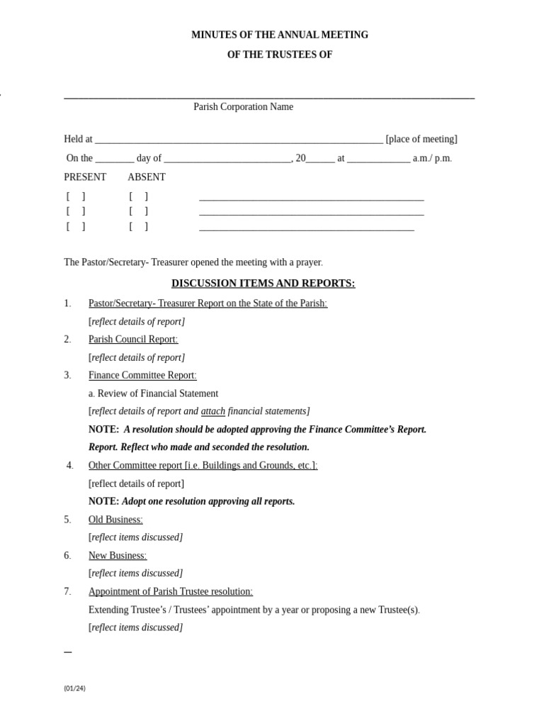 Trustee Meeting Minutes Template | PDF
