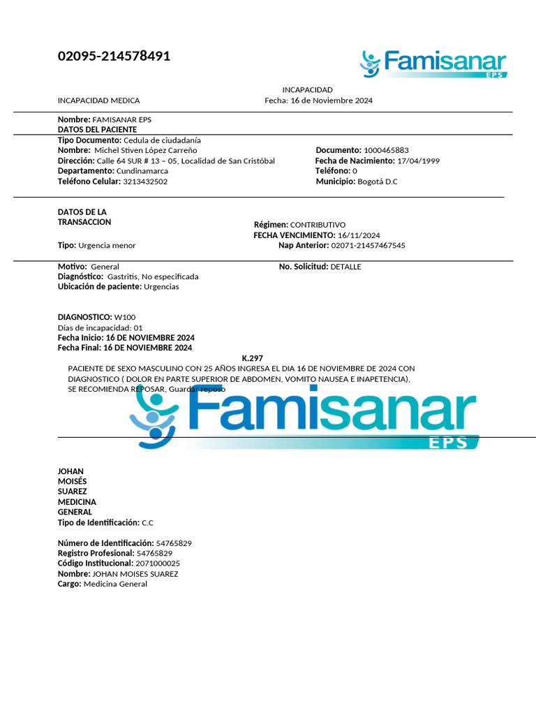 Incapacidad Famisanar | PDF