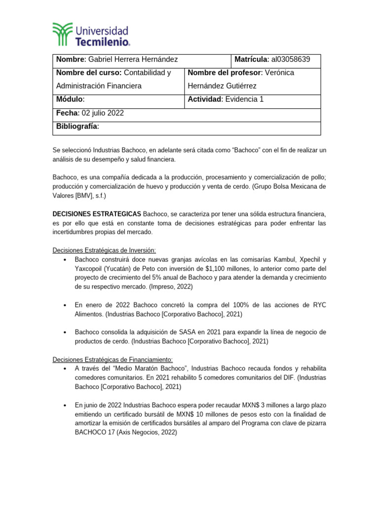 Evidencia 1 GHH | PDF | Ratio financiero | Liquidez de mercado