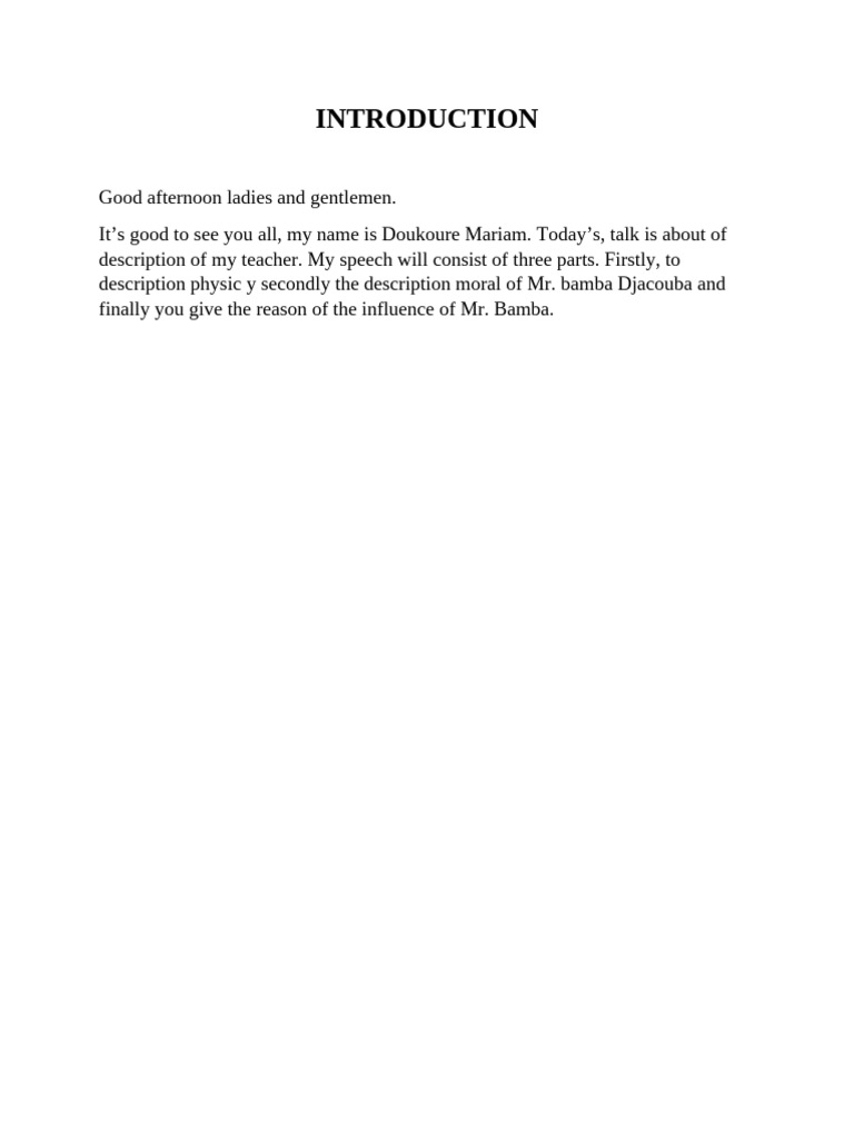 Mr. Bamba: A Model Teacher's Influence | PDF