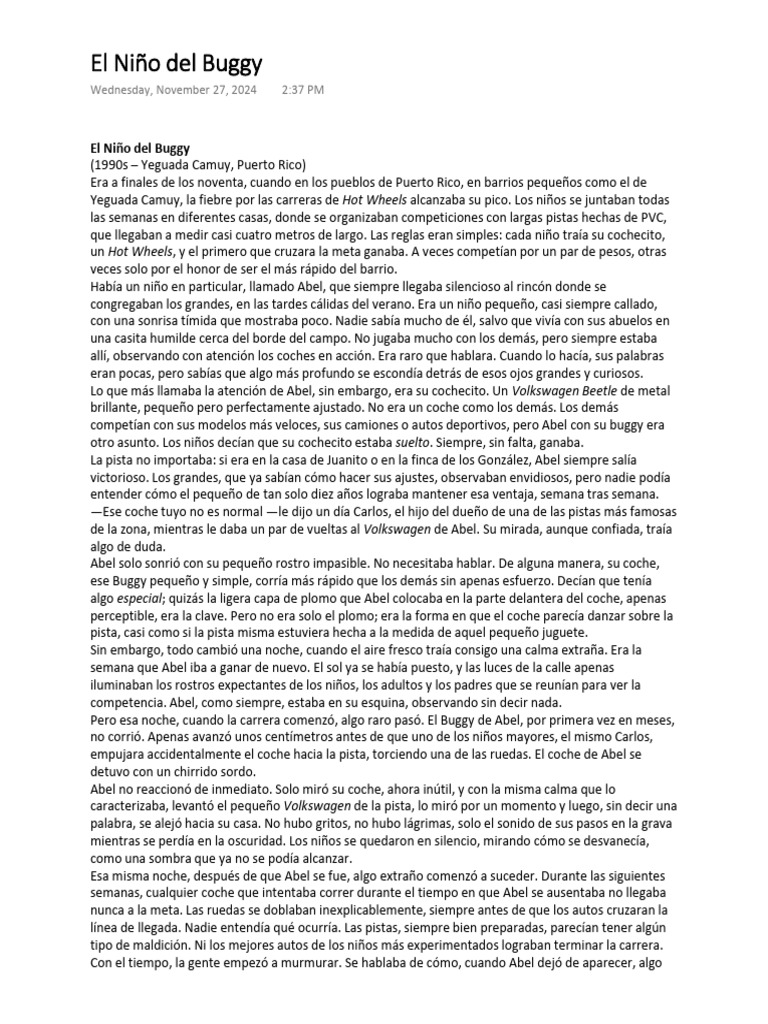 El Niño Del Buggy | PDF