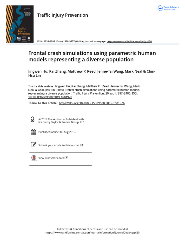Frontal Crash Simulations Using Parametric Human M | PDF | Body Mass ...