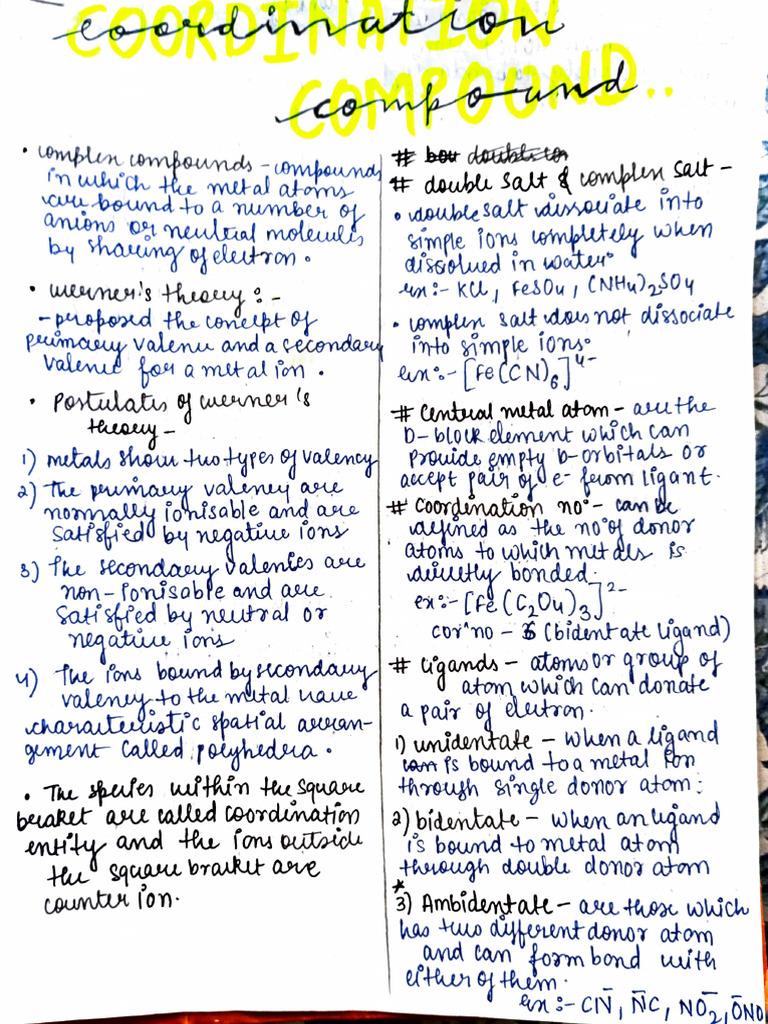 Chemistry Coordination Compounds | PDF