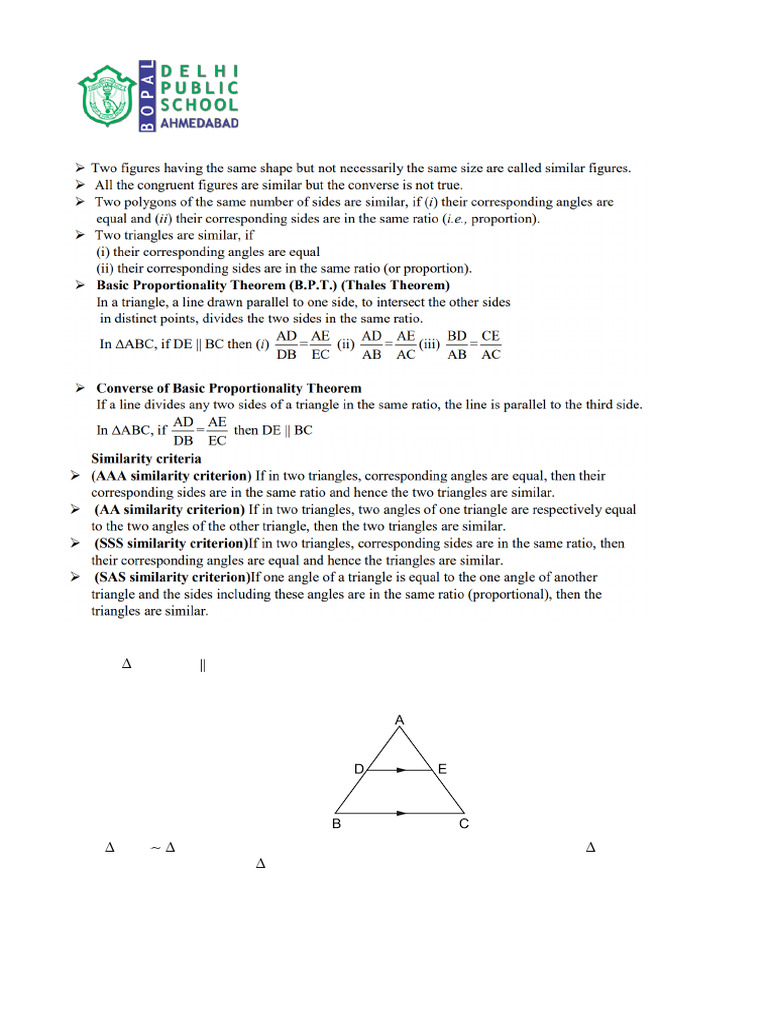 Class 10 - CH 6 - Similar Triangle Assignment - 2024-25 | PDF ...