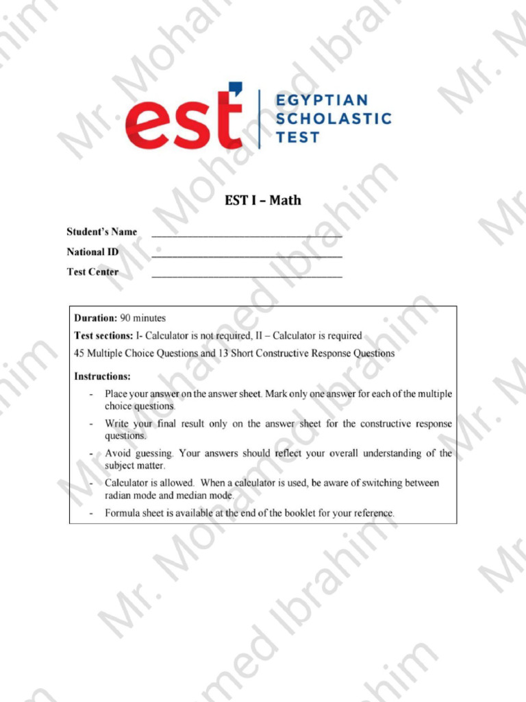 6-EST I - Math - August 2021 | PDF