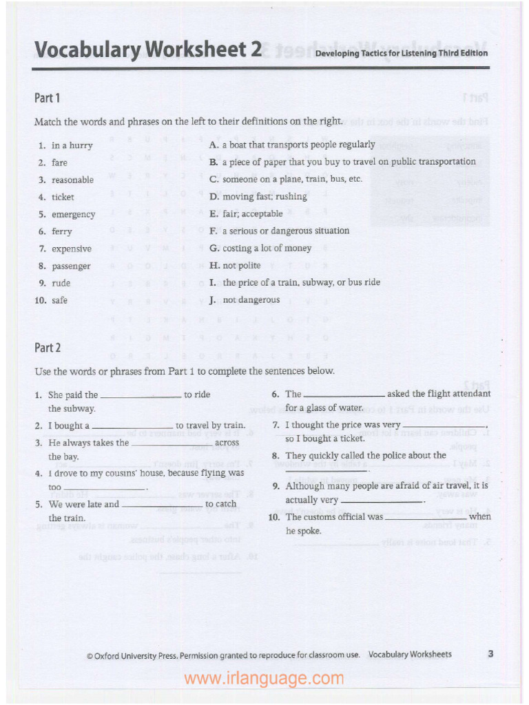 Listening Worksheet 2 | PDF