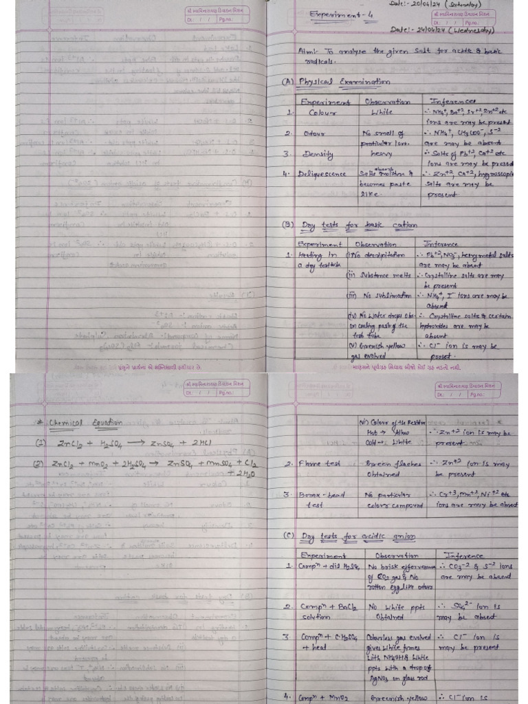 Std-XII DJ Chemistry Experiment-4 | PDF