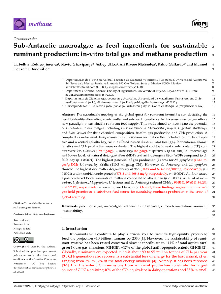 Macroalage As Feed Ingredients For Ruminan RV1 2024 | PDF | Ruminant