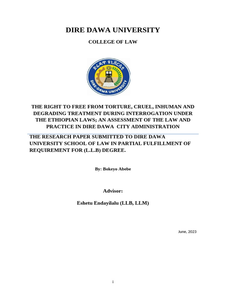 bokyo abebe final reaserch file11 | PDF | Torture | Human Rights
