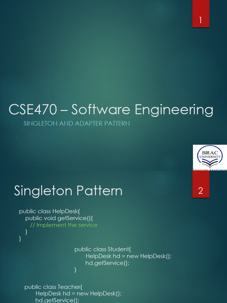 5.2.1 Singleton and Adapter Pattern_FZN.pptx | PDF | Class (Computer Programming) | Object ...