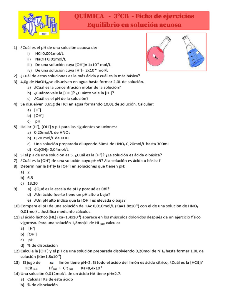 Acido Base Ficha - Ejercicios | PDF | Ph | Ácido