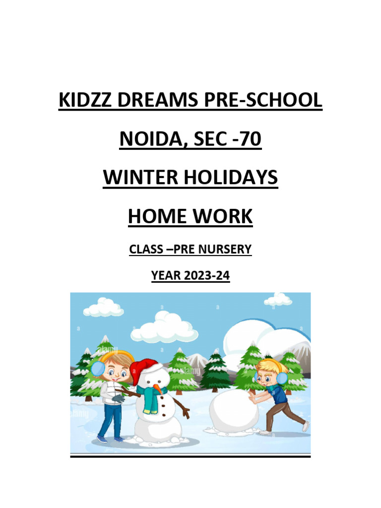 Pre Nur Winter Holiday HW | PDF