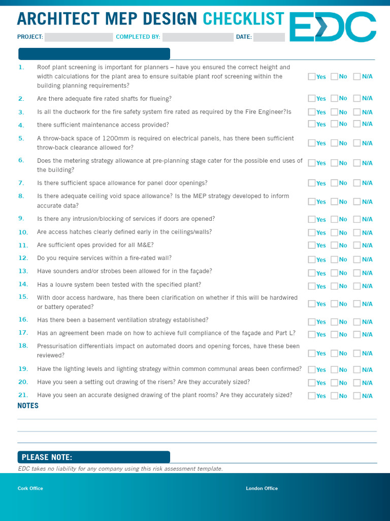 Architect MEP Design Checklist - EDC Engineering Design Consultants | PDF | Civil Engineering ...