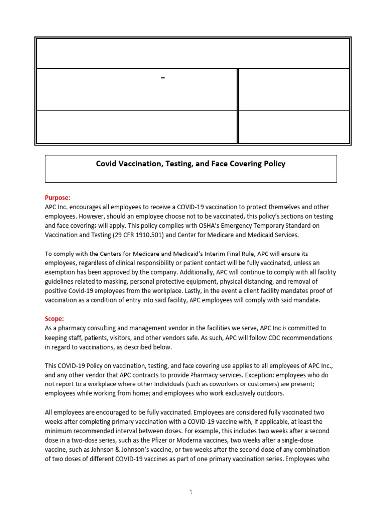 SOP-228 Emerg. Temp. Standard 6.22 | PDF | Employment | Vaccination
