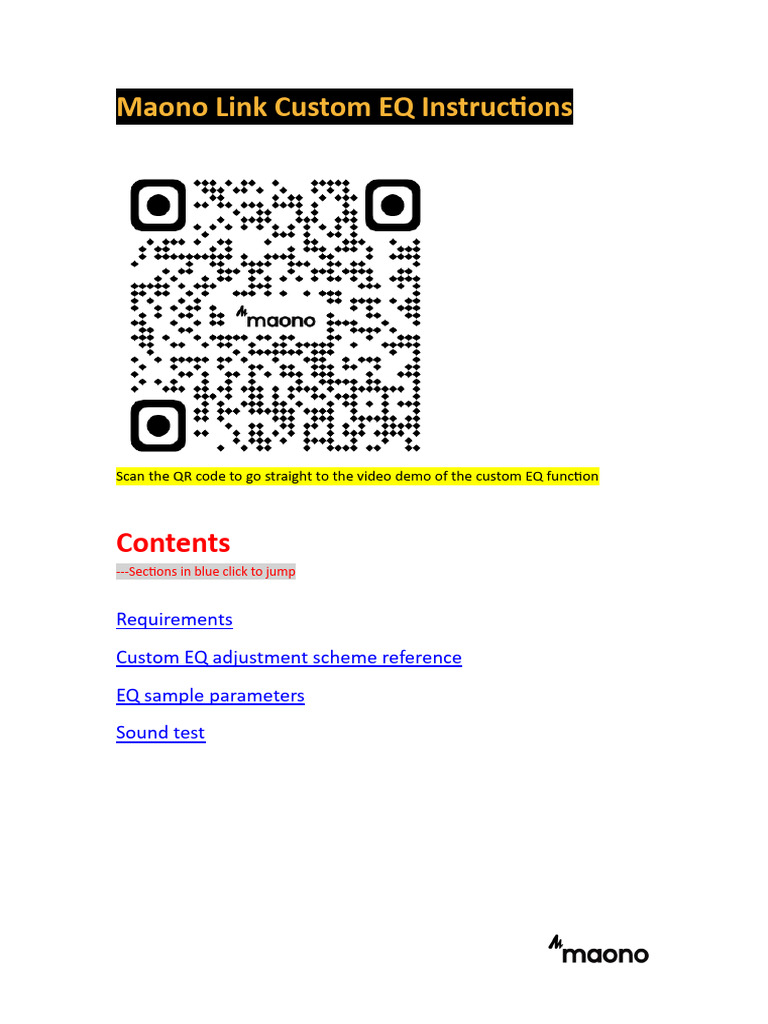 Maono Link Custom EQ Instructions: Requirements Custom EQ Adjustment Scheme Reference EQ Sample ...