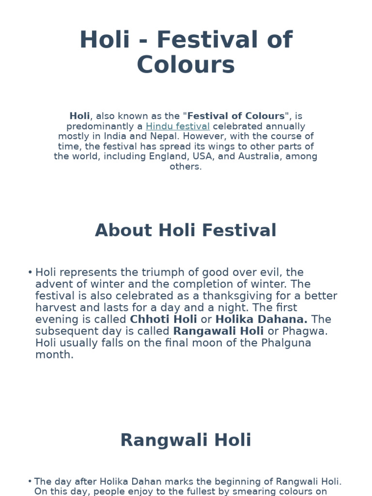 Holi - Festival of Colours | PDF