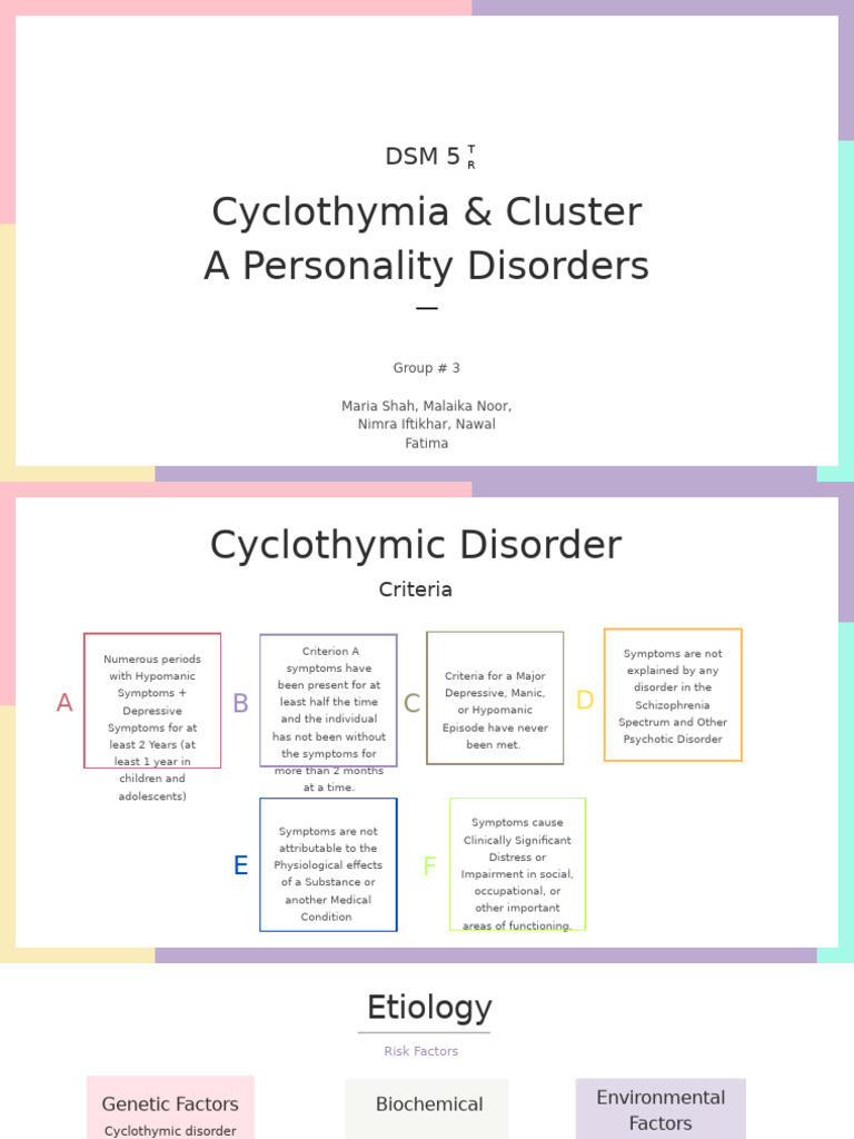 Cyclothymia & Cluster A Personality Disorder | PDF | Bipolar Disorder ...
