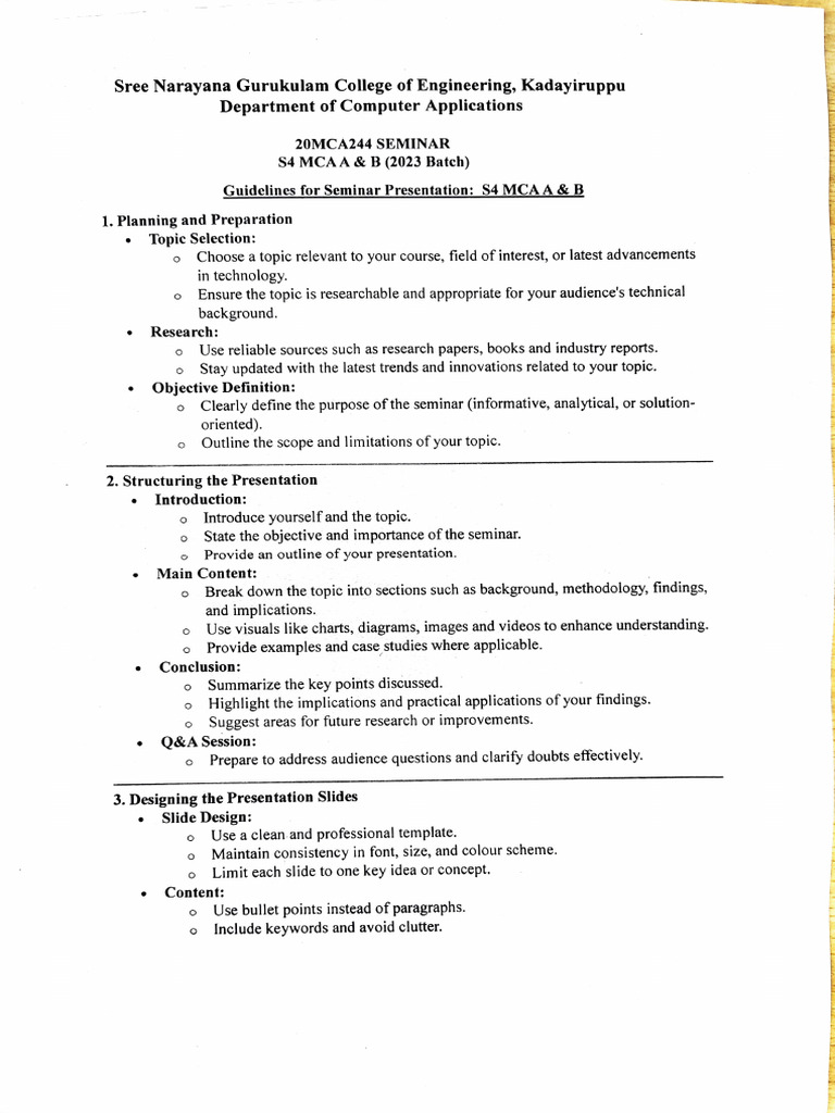 Seminar - Guidelines | PDF