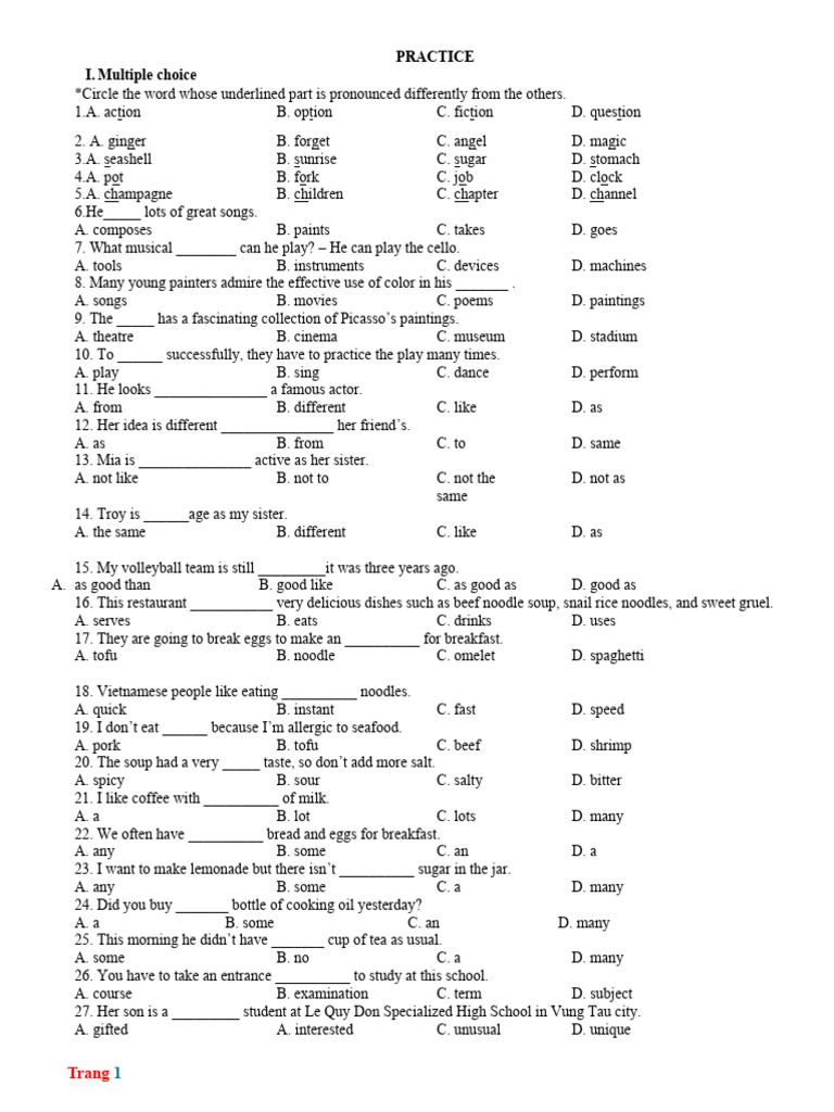 E7_CK1_Ver 3 (C) | PDF | Elvis Presley | Foods