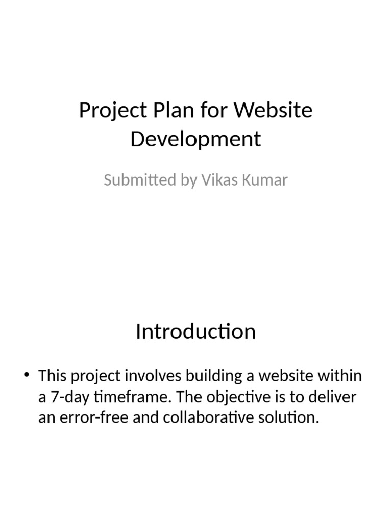 Project - Plan - Vikas KR | PDF