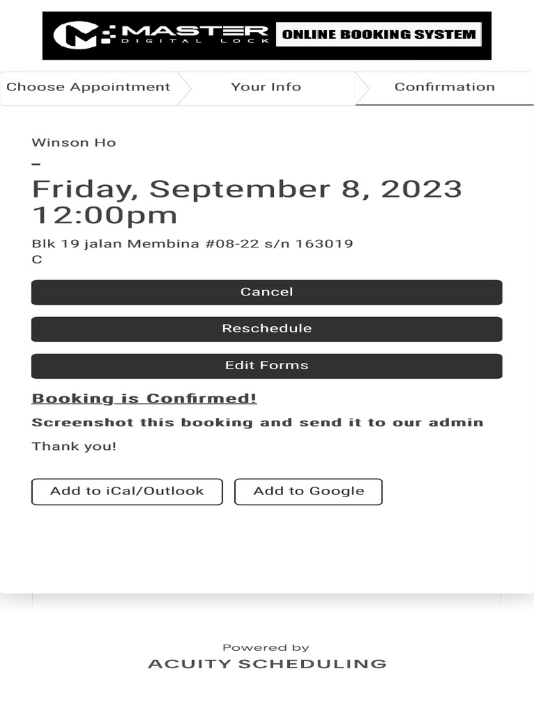 Appointment Confirmation Details | PDF