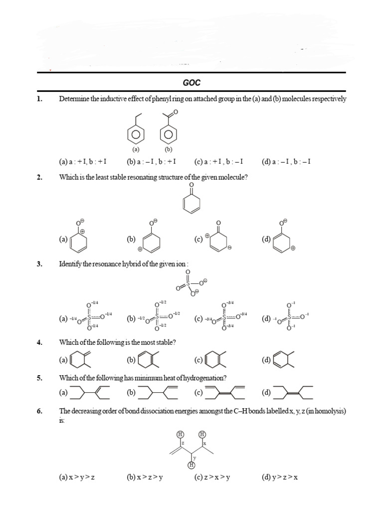 G.O.C question bank -1 | PDF | Organic Chemistry | Chemistry