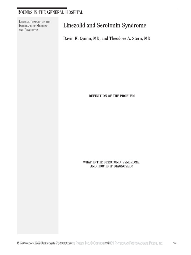 Artigo - Linezolid and Serotonin Syndrome | PDF | Serotonin ...