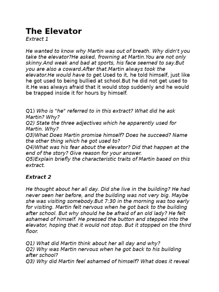 Martin S Fear Of Elevators And Bullies Pdf