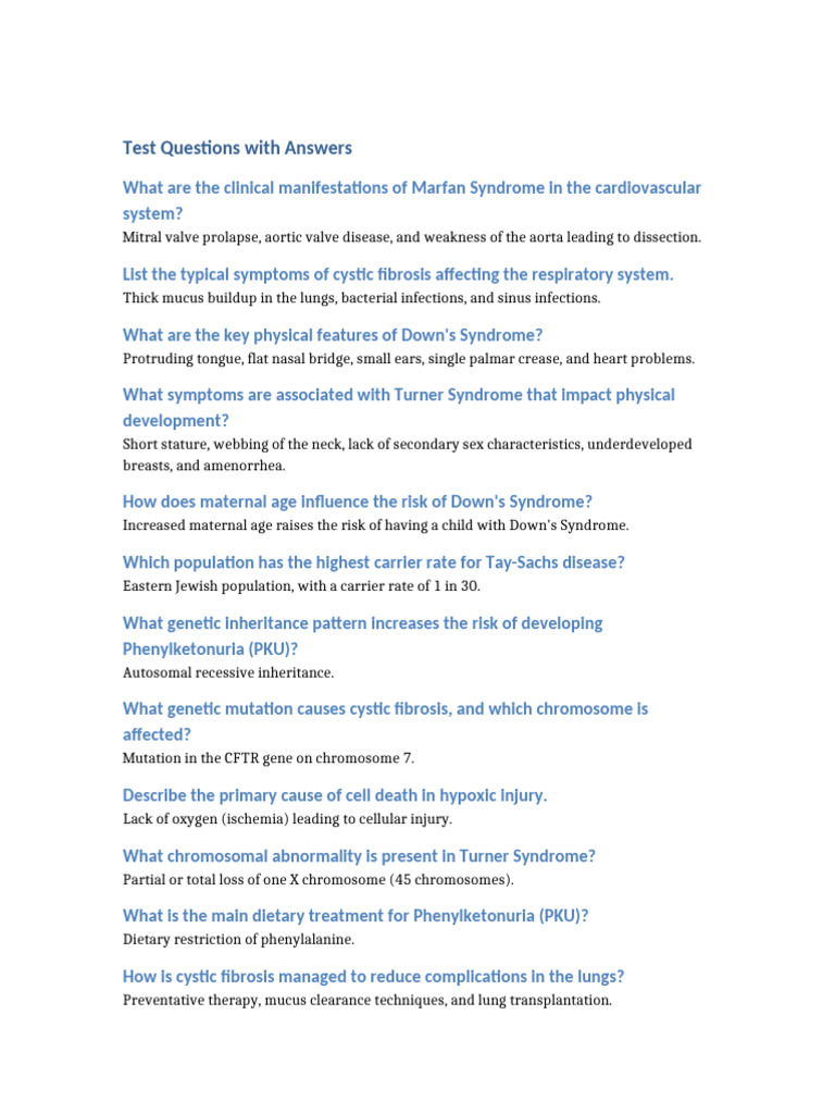 Genetic Disorders: Symptoms & Diagnosis | PDF