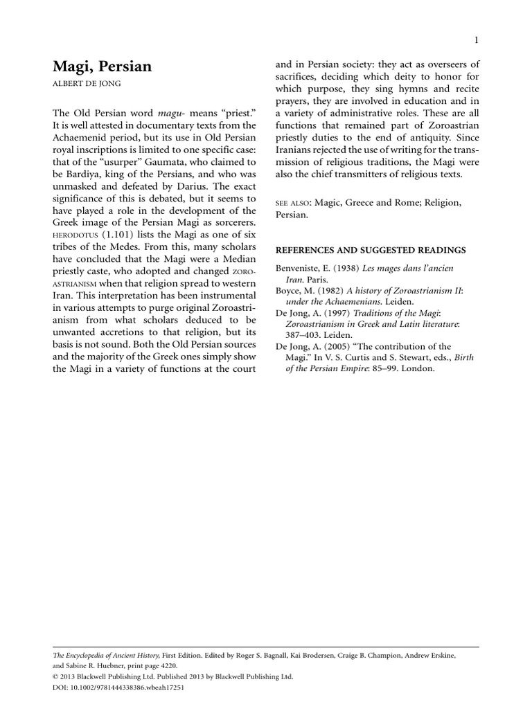 The Encyclopedia of Ancient History Magi, Persian (Bagnall, Roger S ...