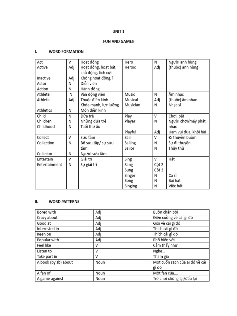 Unit 1 Fun and Games | PDF