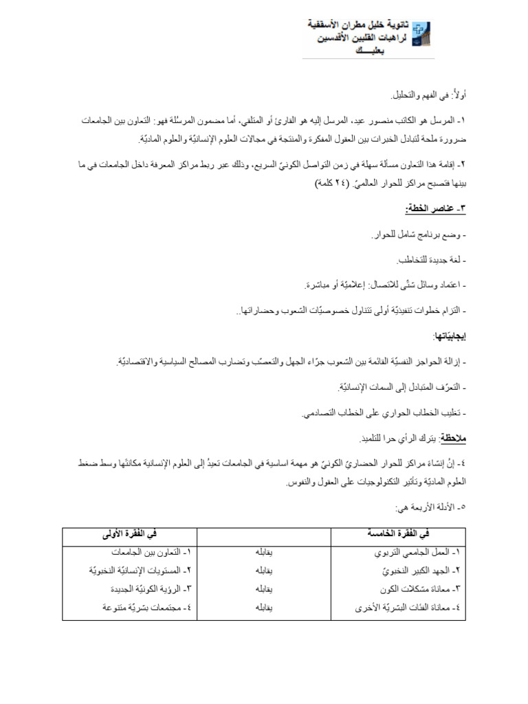 S2, Correction Arabe, 15 Octobre | PDF