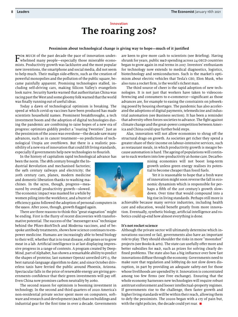 The Economist - The Roaring 20s | PDF | Artificial Intelligence ...