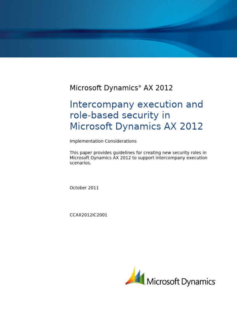 Intercompany Execution and Role Based Security in Microsoft Dynamics AX2012 | PDF | Receipt ...