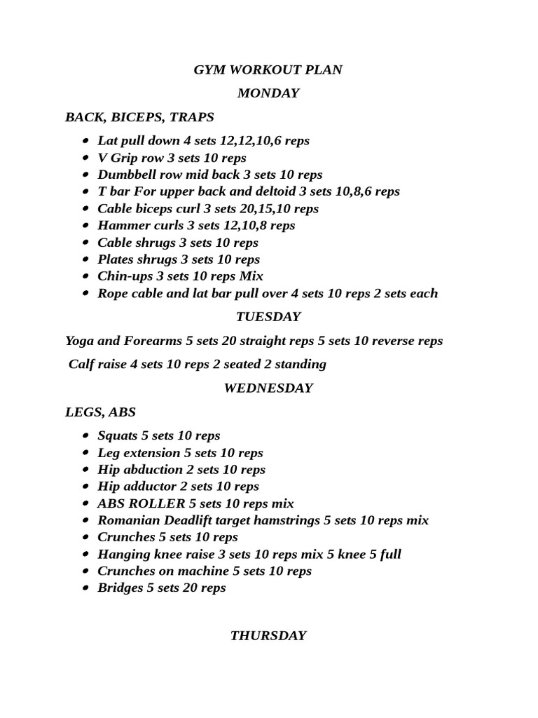 Gym Workout Plan | PDF