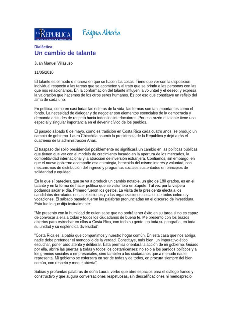Cambio de talante en Costa Rica | PDF | Costa Rica