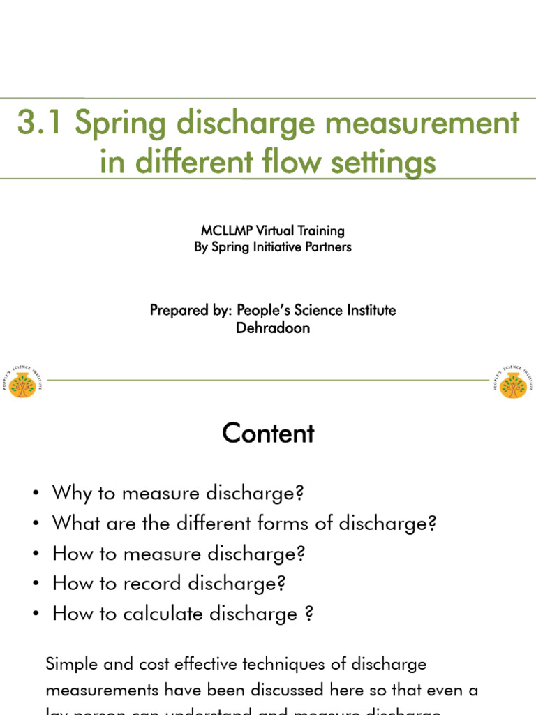 Spring Discharge Measurement Techniques | PDF | Discharge (Hydrology ...