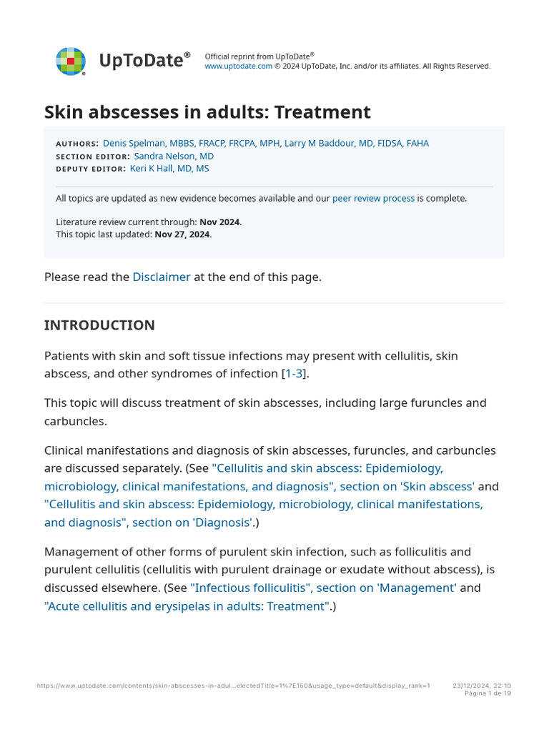 Skin Abscesses in Adults- Treatment - UpToDate | PDF | Methicillin Resistant Staphylococcus ...
