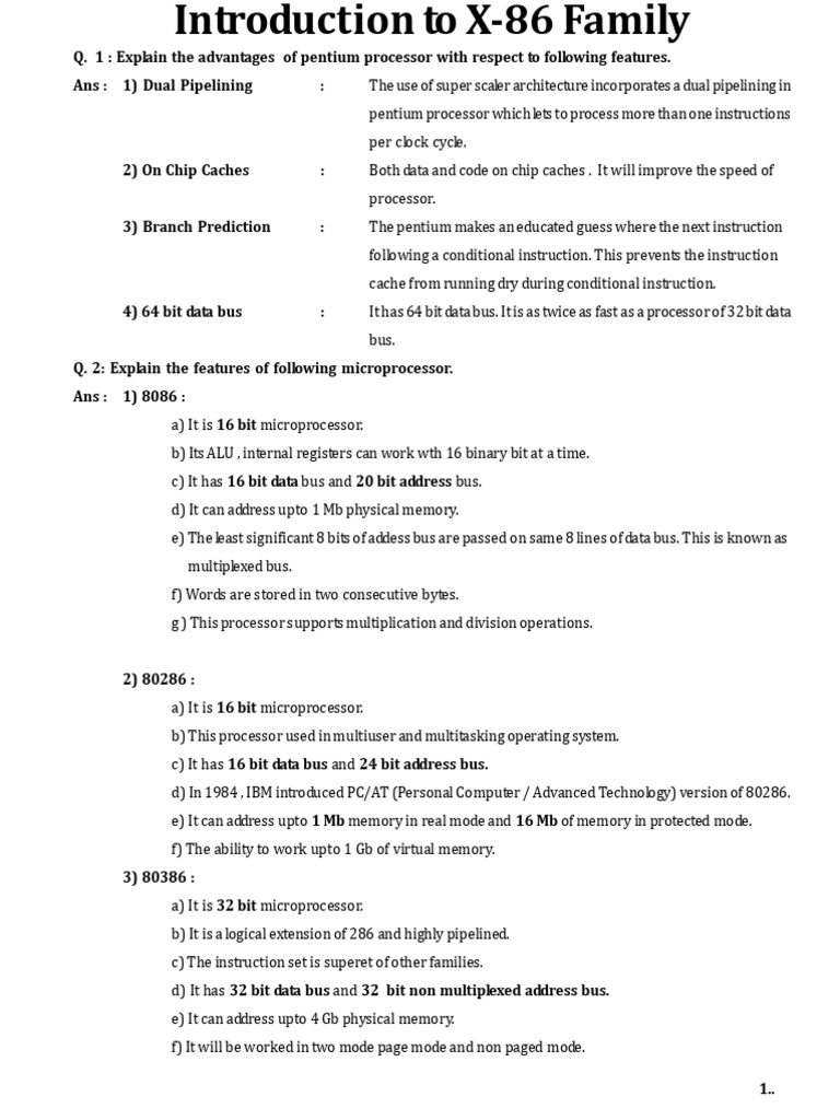 X 86 Family and Microcontroller | PDF | Central Processing Unit ...
