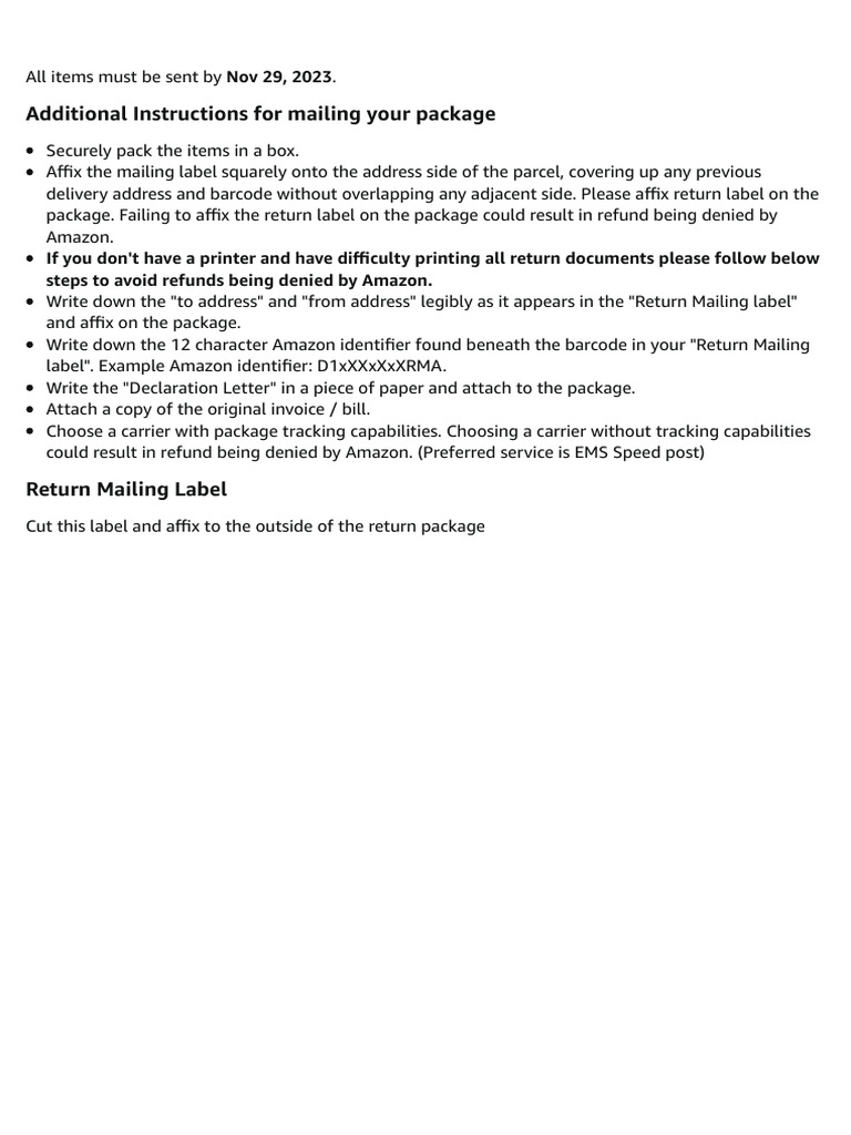 Online Return Center | PDF