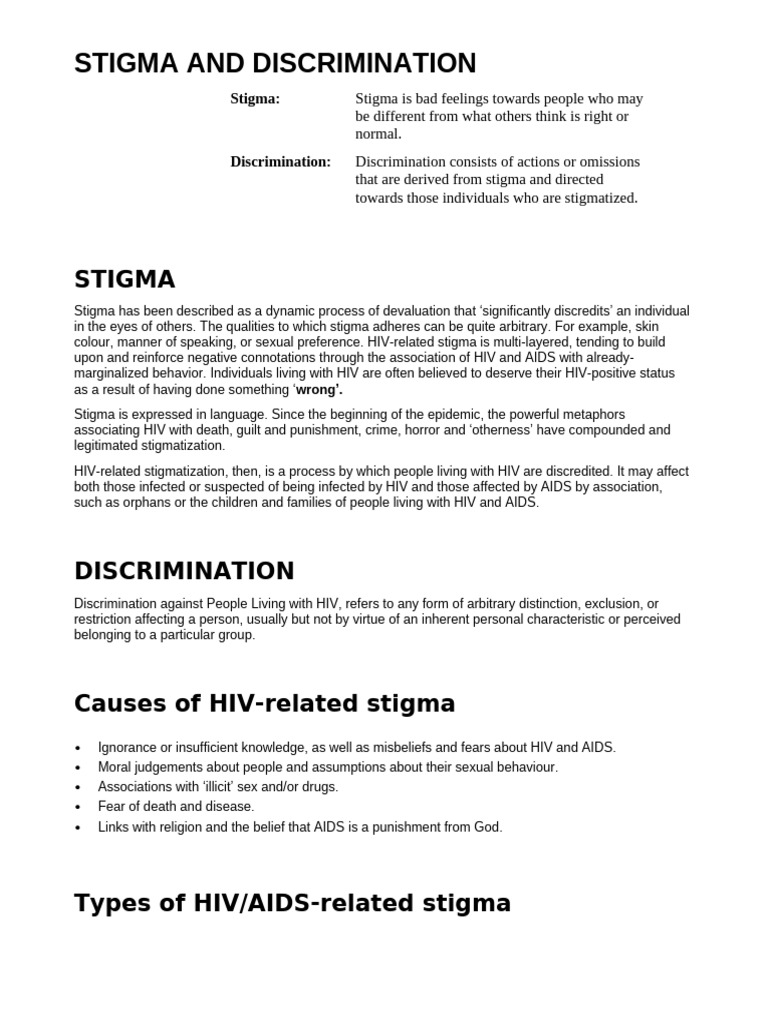 HIV Stigma and Discrimination | PDF | Social Stigma | Hiv/Aids