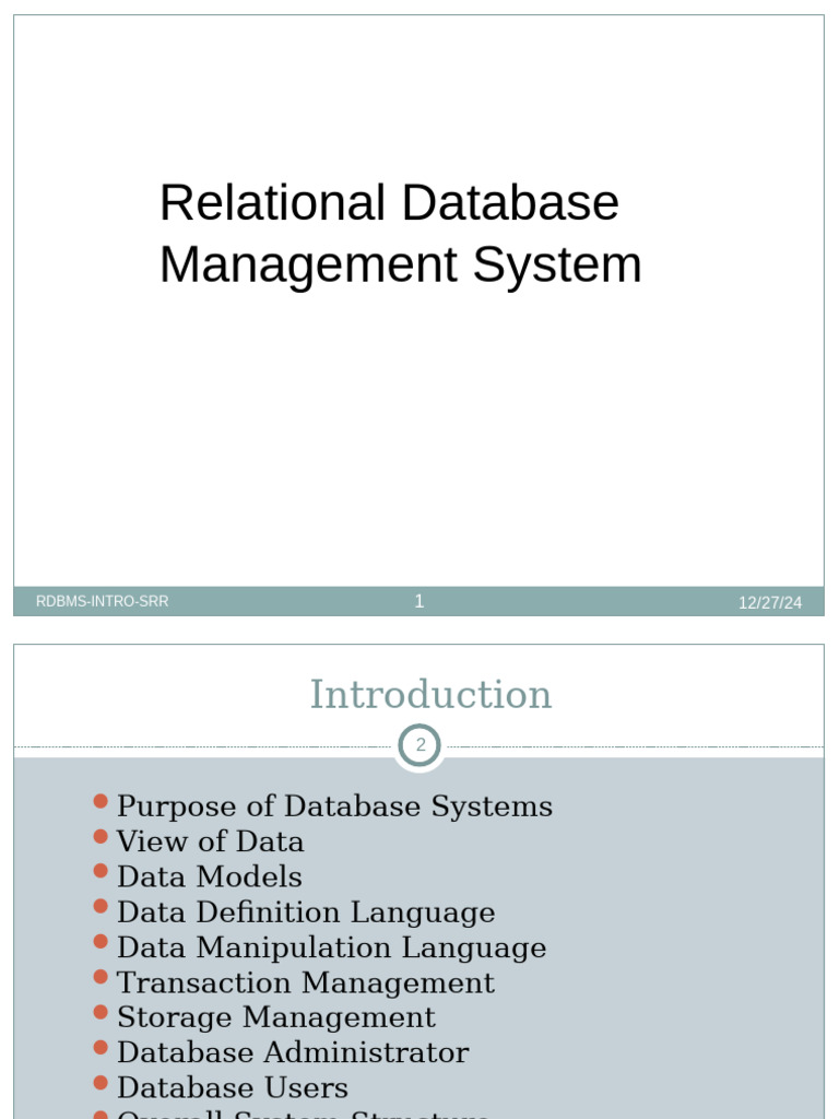 Presentation Rdbms I-Introa 1540373774 115810 | PDF | Databases | Conceptual Model