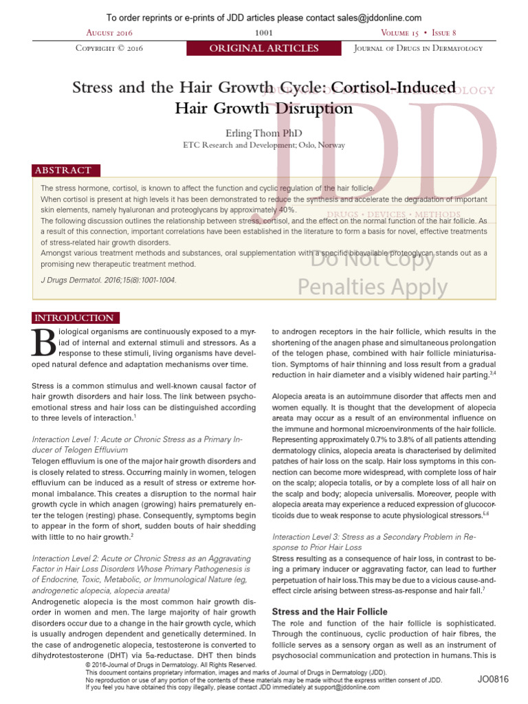 Stress and The Hair Growth Cycle Cortisol Induced Hair Growth ...