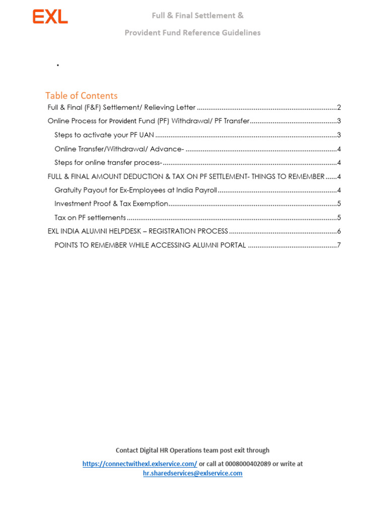 FF and PF Reference Guidelines For Ex-Employees - NCR Jaipur Chennai Hyd...... | PDF | Computing